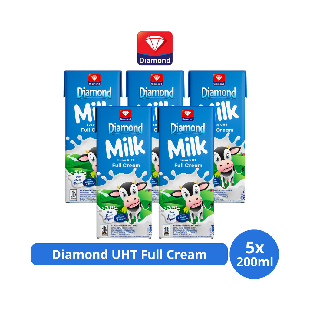 Jual Diamond Milk Susu UHT Full Cream 200ml x 5 pcs | Shopee Indonesia