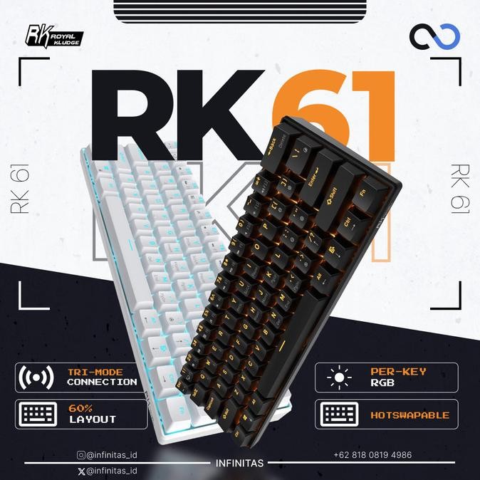 Jual Royal Kludge RK61 / RK-61 Hotswap Mechanical Keyboard | Shopee ...