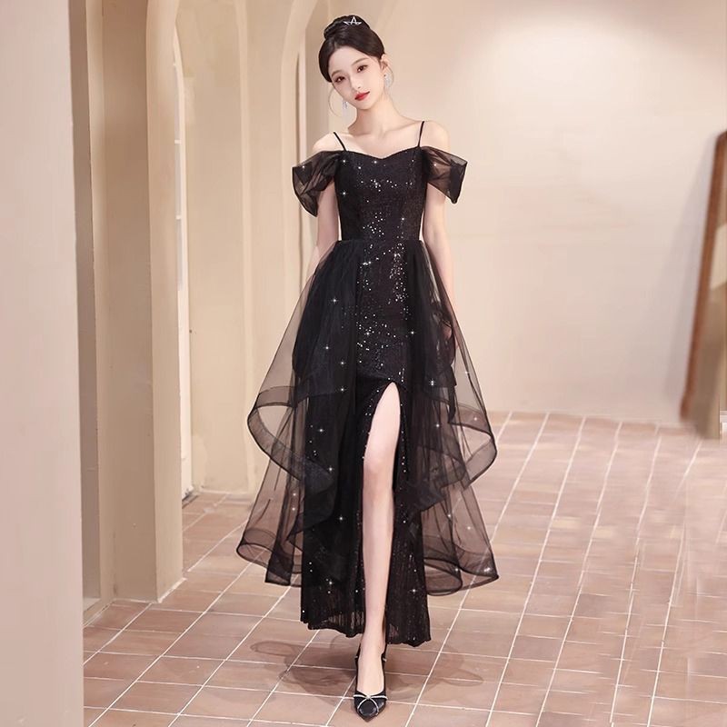 Jual Gaun Malam Hitam Premium Temperamental Minoritas Gaun Mengkilap ...