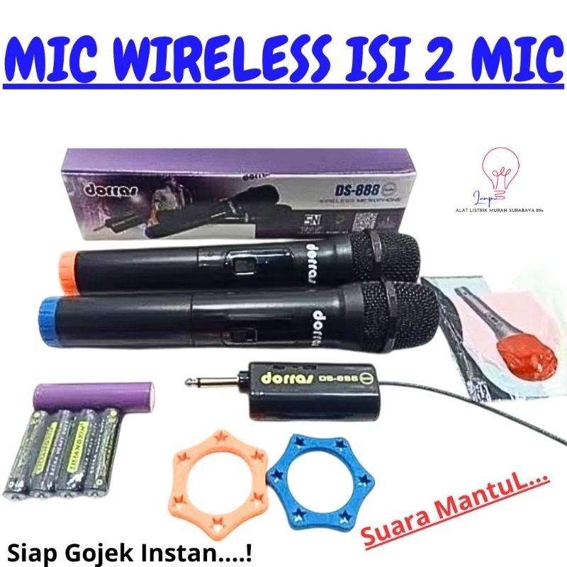Jual Dorras Mic Wireless Double DS-888 Double Mic Nirkabel/ Mic Wireless Caiwa/ Mic Wireless ...