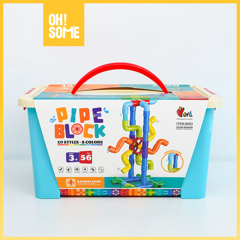 Jual OHSOME Yinerle DIY Pipe Building Blocks Mainan Brick Balok Susun Anak DIY（56PCS) 8063 ...