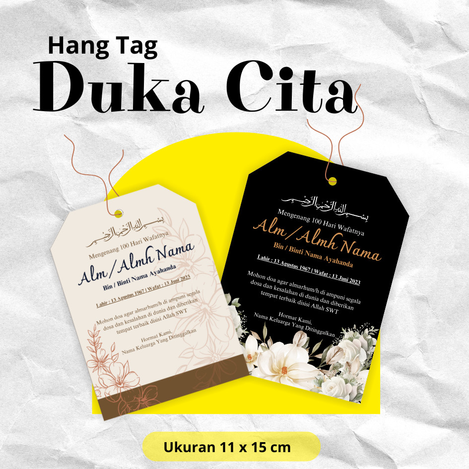 Jual Hang Tag Tahlil / Hangtag Wafat / Mengenang 40/100/100 Hari Haul ...
