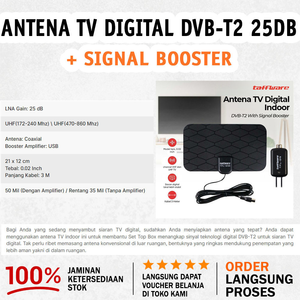 Jual [SHOPEE 12.12] ANTENA PENGUAT SINYAL TV VHF & UHF DVB-T2 4K HIGH ...