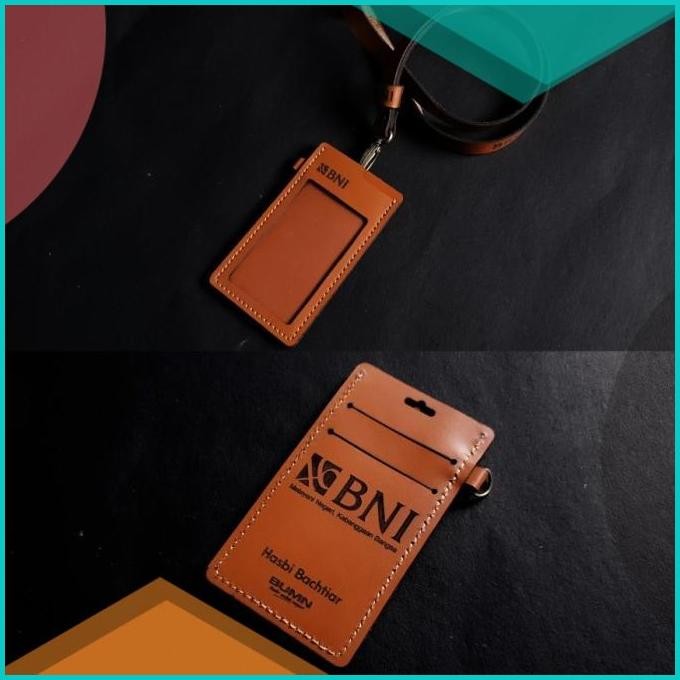 Jual Gantungan ID card holder name tag Kulit sapi asli | COSTUM NAMA ...