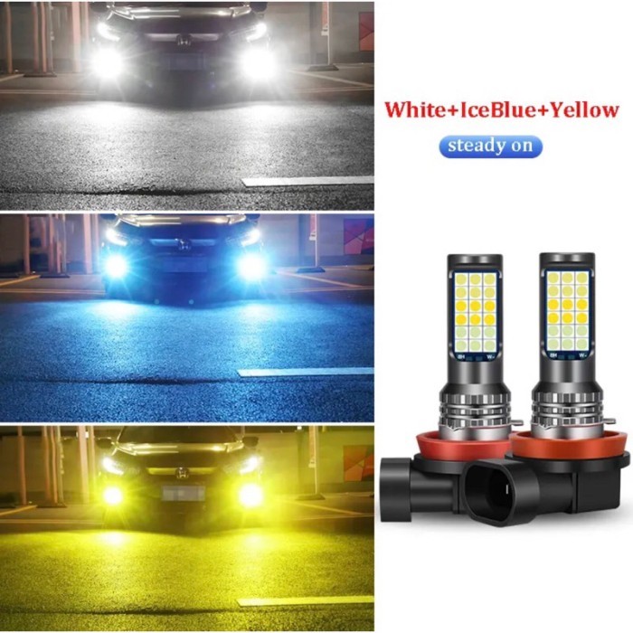 Jual Lampu Foglamp Led Mobil H8 H9 H11 HB4 3 Warna R324 | Shopee Indonesia