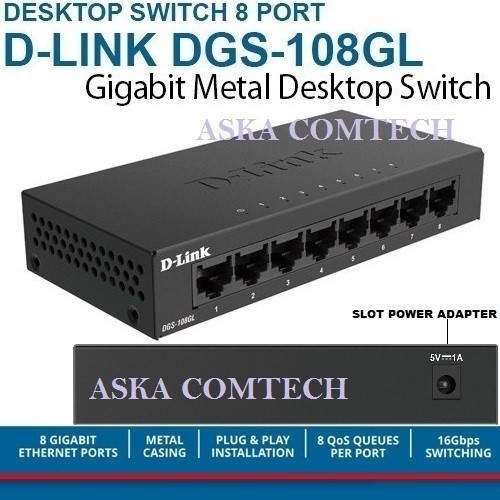 Jual Termurah Swith Hub Lan Dlink 8 Port Dgs 108 Gigabyte 100/1000 Mbps ...