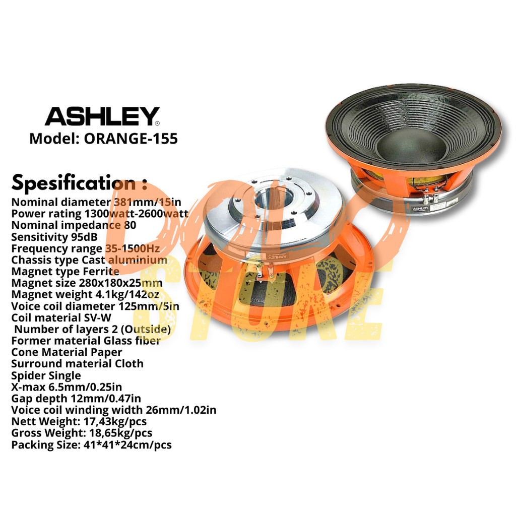 Jual ORIGINAL SPEAKER 15 INCH ASHLEY ORANGE 155 | Shopee Indonesia