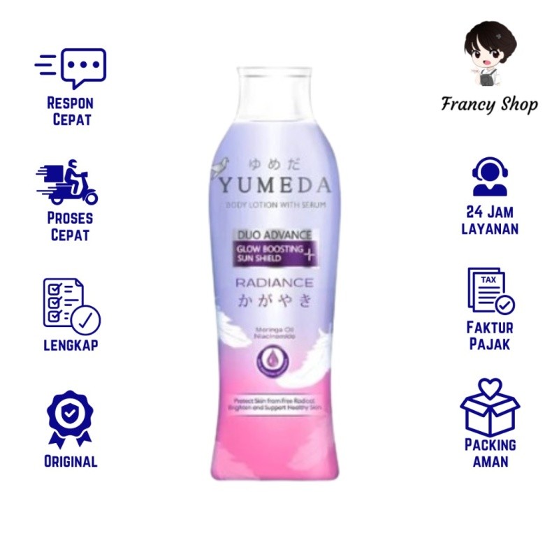 Jual Body Lotion Yumeda With Serum Morianga Oil Ungu 180ml | Shopee ...