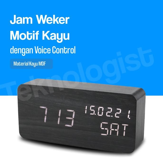Jual Original Jam Weker Alarm Digital Clock Model Wooden Kayu Dengan ...