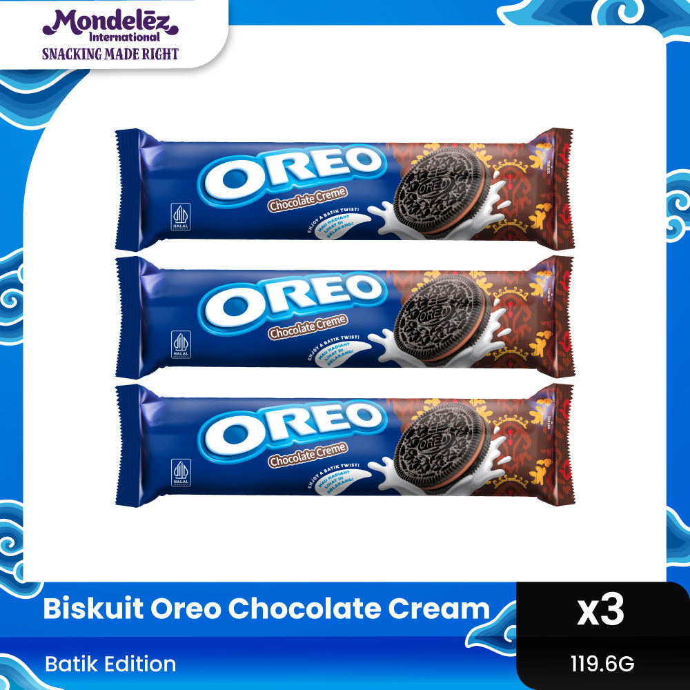 Jual OREO BATIK CHOCOLATE CREAM 119.6G x 3 | Shopee Indonesia