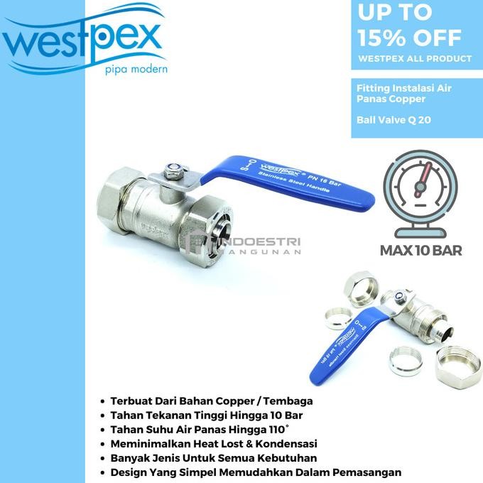 Jual Ball Valve Westpex Q 20 (Khusus Pipa Pex, 3/4 inch dan Kuningan ...