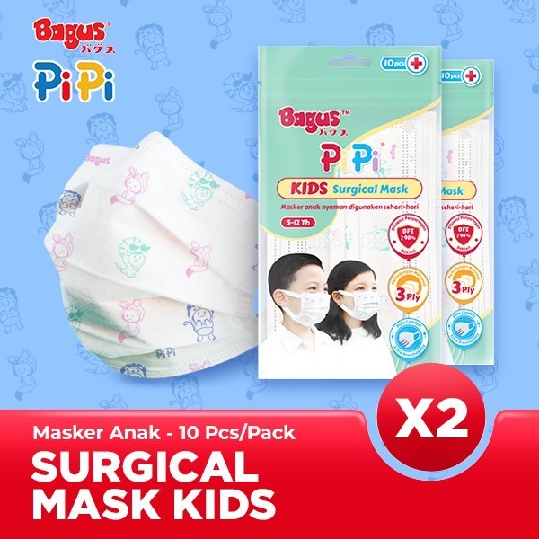 Jual [Twin Pack] Bagus PiPi Kids Surgical Mask 10 Pcs/Pack - Masker ...