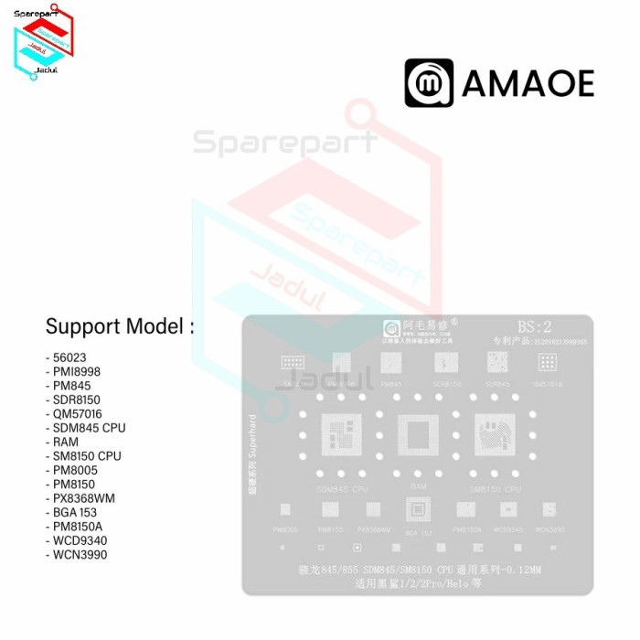 Jual Amaoe BS 2 Cetakan IC BGA Reballing Stencil For Xiaomi Black Shark 1/2/2 Pro/Helo SM8150 ...