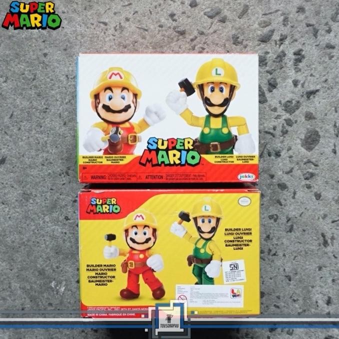 Jual Super Mario Maker 2 Pack Builder Mario and Luigi 4" Action Figure ...