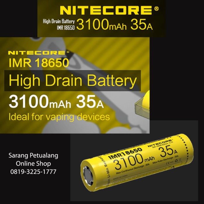 Jual NITECORE IMR 3100mAh 35A Baterai Battery 18650 rechargeable | Shopee Indonesia