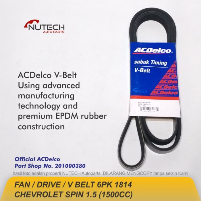 Jual Fan Drive Belt Chevrolet SPIN 1.5 1500 6PK 1814 AC Delco ACDelco ...