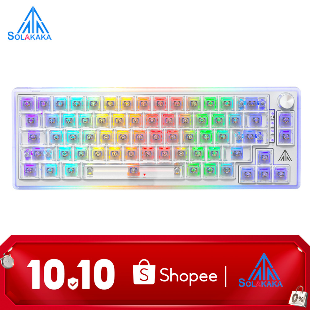 Jual SOLAKAKA SK966 Keyboard Mekanik 66 tombol Koneksi Kabel Tipe-c RGB Hot Swappable Tutup ...