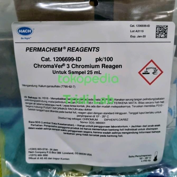 Jual Hach 1206699 ChromaVer 3 Chromium Reagent Powder Pillows 25ml, pk ...