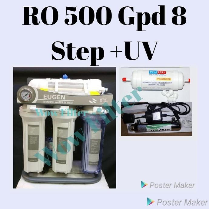 Jual Mesin Ro 500 Gpd +Uv 8 Step Filter Air Minum Reverse Osmosis Eugen ...