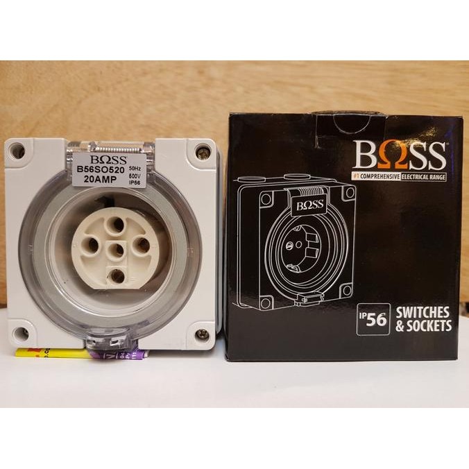 Jual SURFACE SOCKET /STOP KONTAK OUTDOOR IP 56/ 5 KAKI 20 A BOSS ...