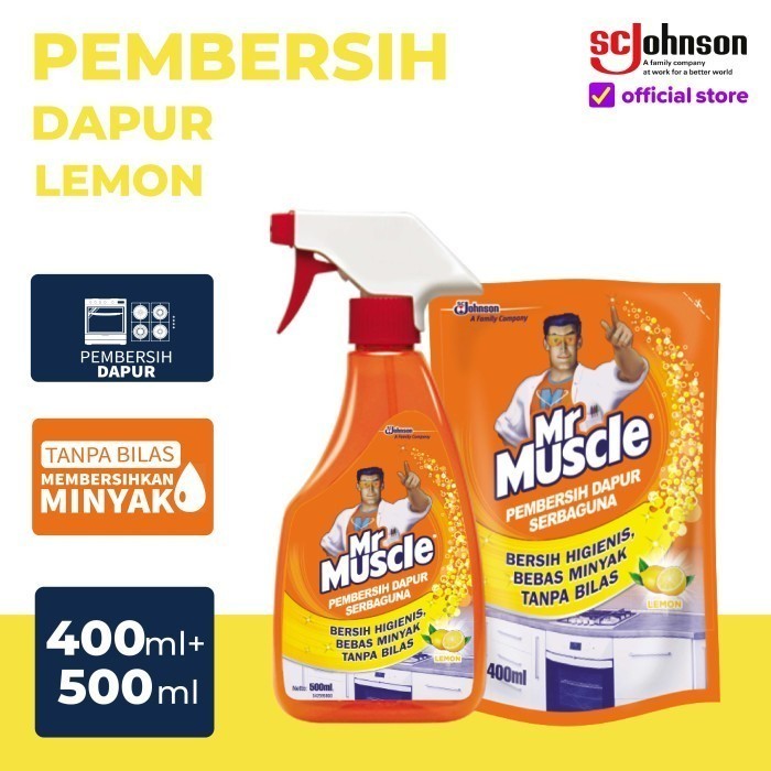 Jual Mr Muscle Kitchen Lemon Pump 500ml + Pouch 400ml - Pembersih Dapur ...