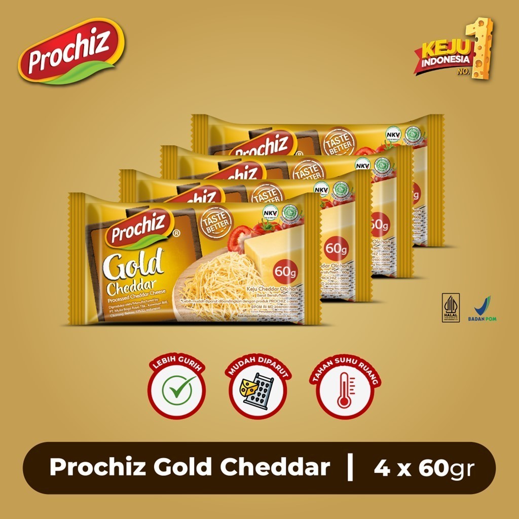 Jual PROCHIZ Gold Cheddar 60gr x 4 pcs | Shopee Indonesia