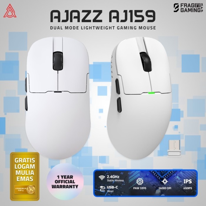 Jual Ajazz AJ159 / AJ-159 Ultra-lightweight Dual-mode Wireless Gaming Mouse AjazzAJ159 | Shopee ...