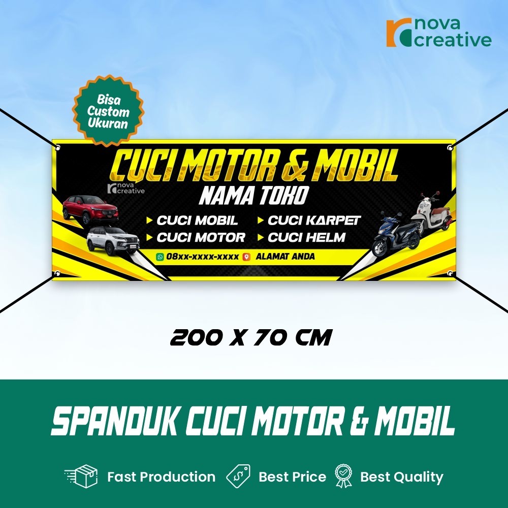 Jual Jasa Cetak Banner Cuci Motor & Mobil Spanduk Custom Gratis Desain ...