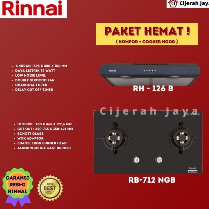 Jual RINNAI PAKET KOMPOR TANAM RINNAI RB 712N(GB) + COOKER HOOD RH 126B | Shopee Indonesia