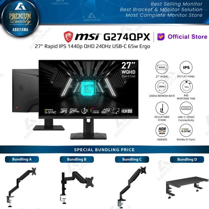Jual Monitor Led Msi G274Qpx 27" Rapid Ips 1440P Qhd 240Hz Usb-C 65W ...
