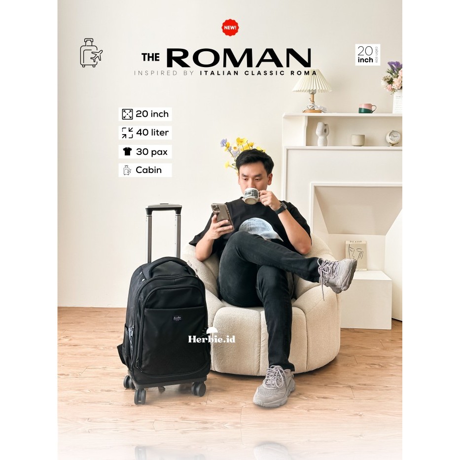 Jual TERMURAH - [THE ROMAN] TAS RANSEL TROLI KABIN PESAWAT FASHION KOREA BARLEY BAHAN PARASUT ...