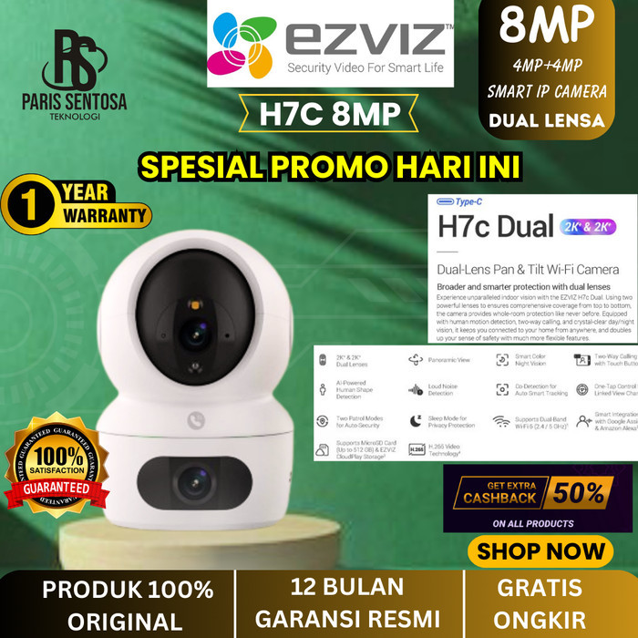 Jual EZVIZ H7C 2K+ 8MP 4MP + 4MP SMART HOME WIFI CCTV IP CAMERA DUAL ...
