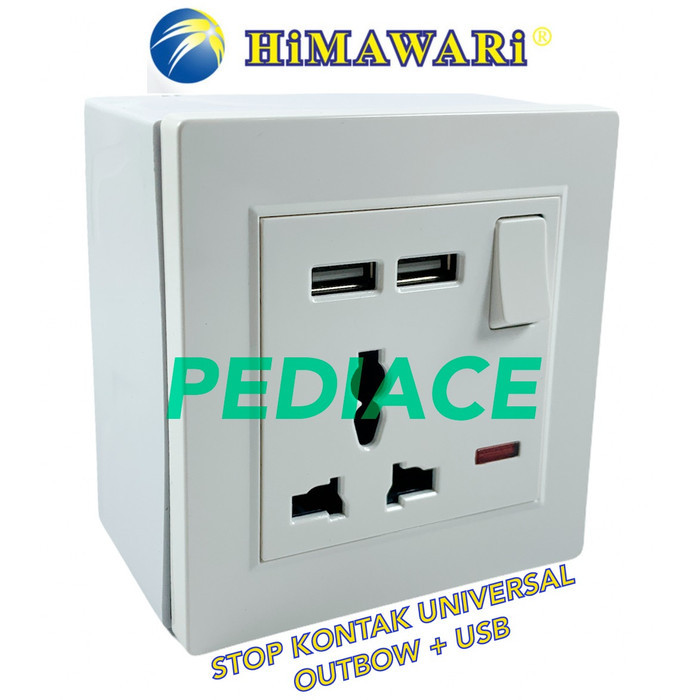 Jual Stop Kontak Universal Outbow Tempel 13A 250V With 2 USB Port ...