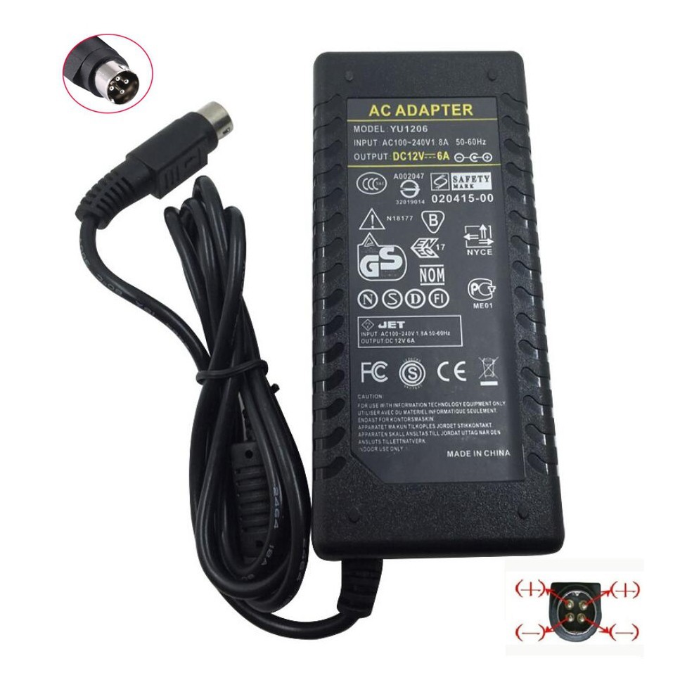 Jual Adaptor Konverter AC DC 12V6A Catu Daya Switching 4 Pin 72W 4-Pin ...