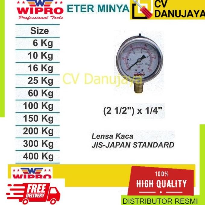 Jual Ele Oil Pressure Gauge Alat Ukur Manometer Nyak 2 1/2X1/4" Size 10 ...