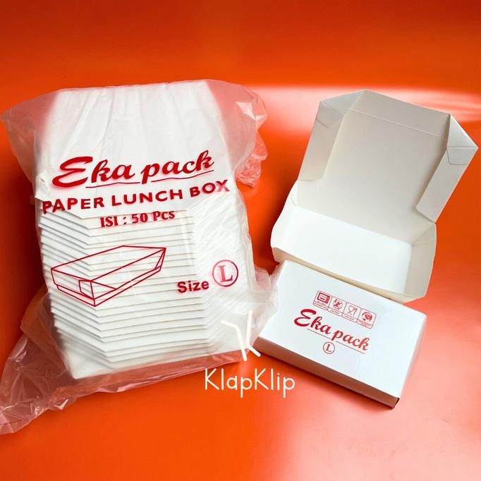 Jual 1PACK = 50PCS PAPER LUNCH BOX PUTIH UK L SUDAH DIRAKIT MEREK EKA ...