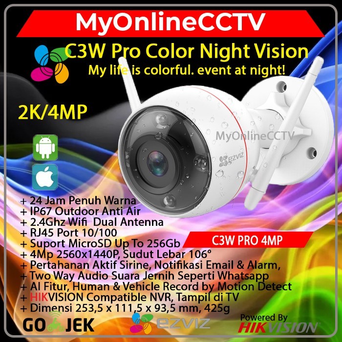 Jual Produk Ready EZVIZ C3W Pro 4MP Color Night IP Cam AI Wifi CCTV ...