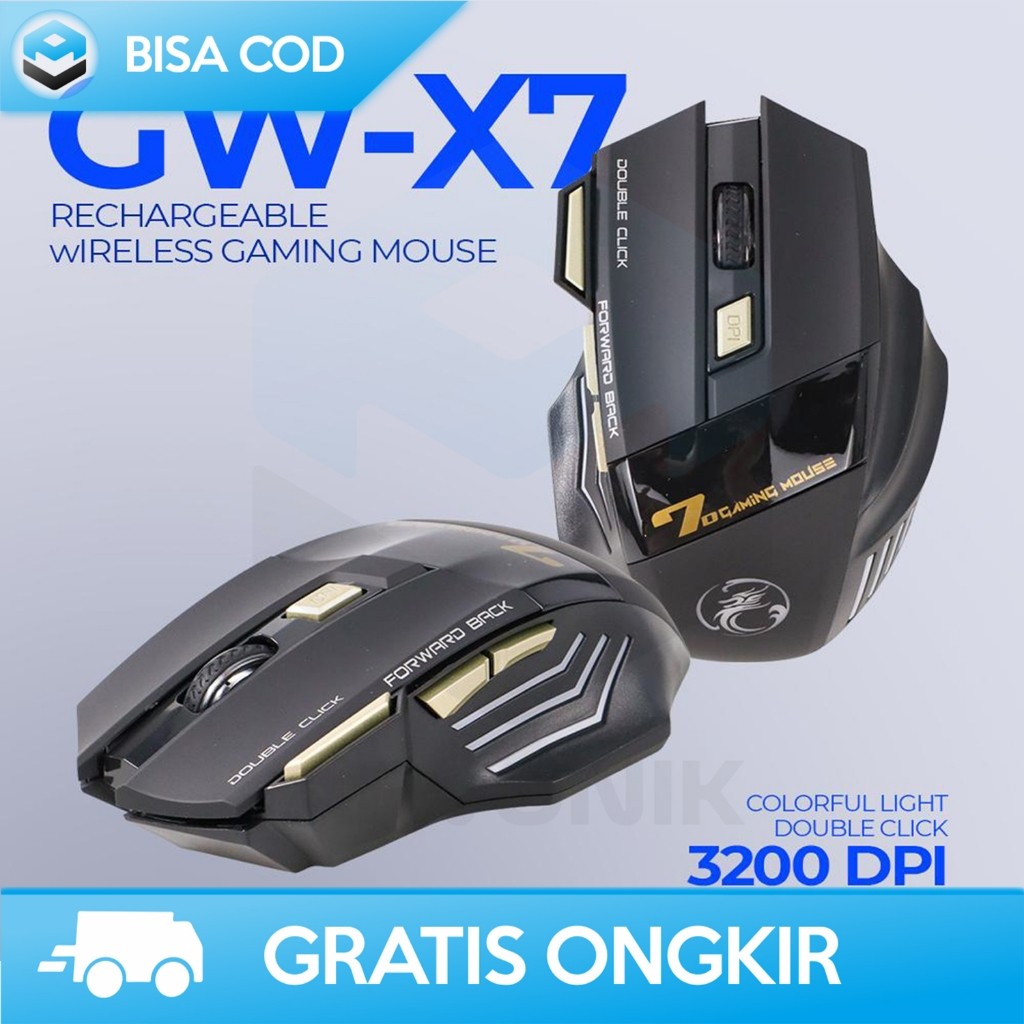 Jual WIRELESS MOUSE GAMING RGB BATERAI BUILD IN RECHARGEABLE GW-X7 ...
