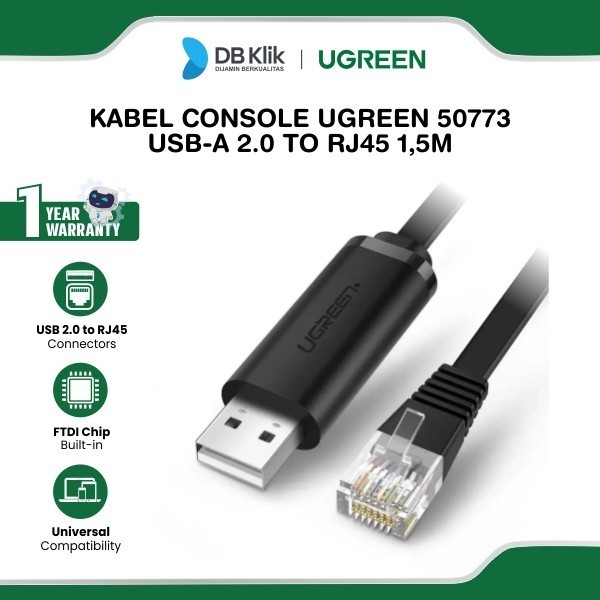 Jual Ugreen Kabel Console Usb A 2.0 To Rj45 Flat 1,5M - Black (50773 ...
