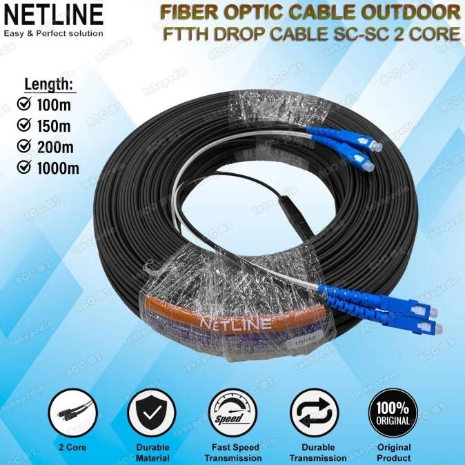 Jual Kabel Precon FO Fiber Optic 2 Core SC UPC Outdoor Dropcore 50 75 80 100 150 200 300 400 500 ...