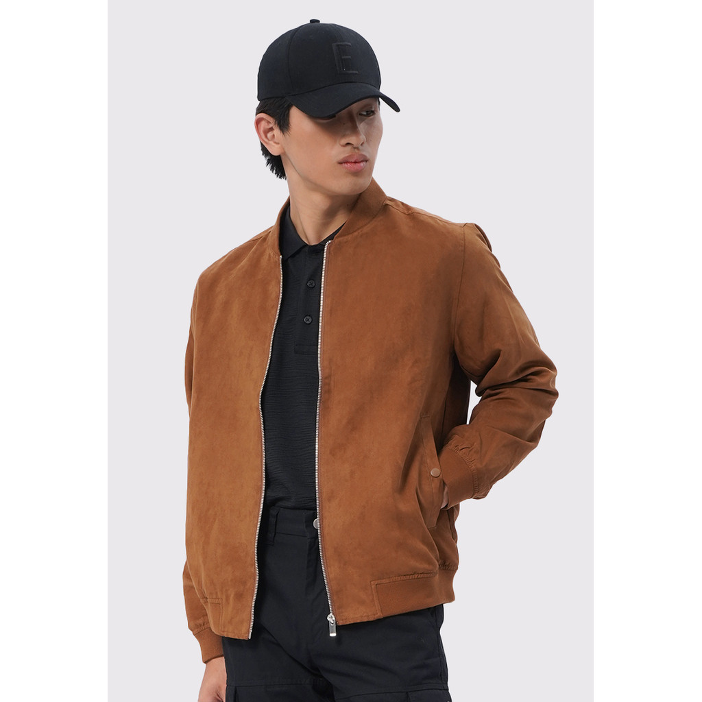 Jual Executive Suede Bomber Jacket Brown | Shopee Indonesia