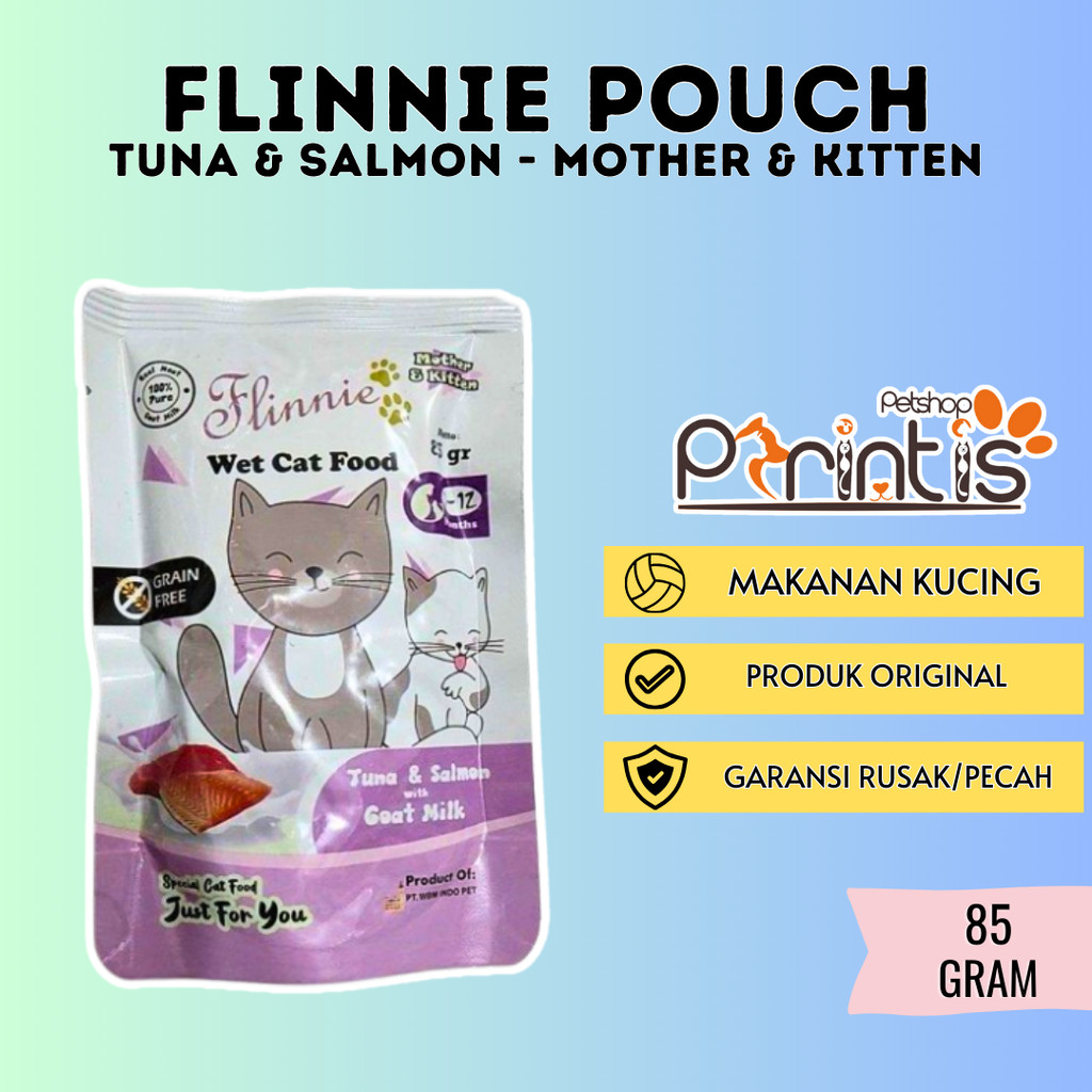 Jual Makanan Kucing Flinnie Pouch Tuna Salmon Goat Milk 85gr (Mother ...
