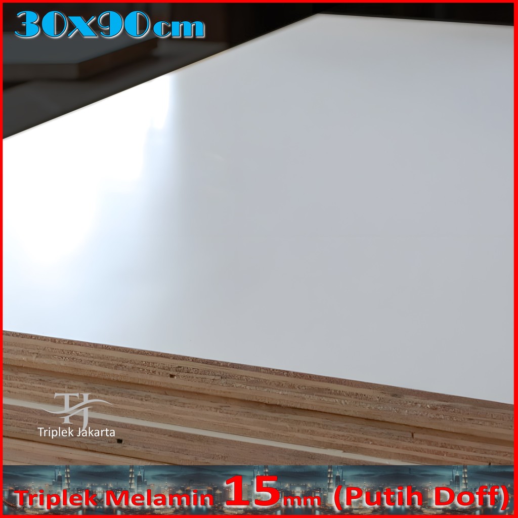 Jual Triplek Melamin 15mm 30x90 cm ( 90x30 cm ) Triplek Putih Doff 1 ...