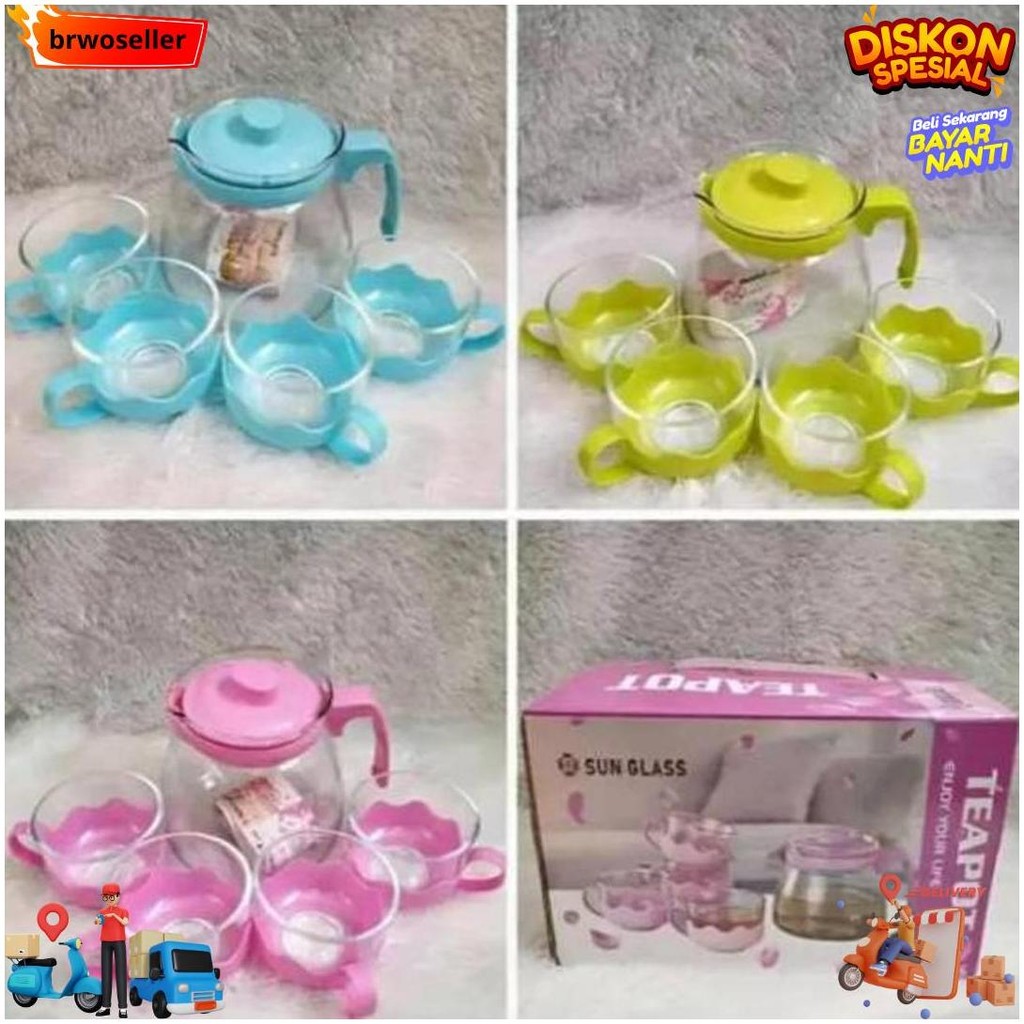 Jual Termurah Bisa Cod Tepot Set 5 Pcs / Teapot Set Gelas / Teko Teh ...