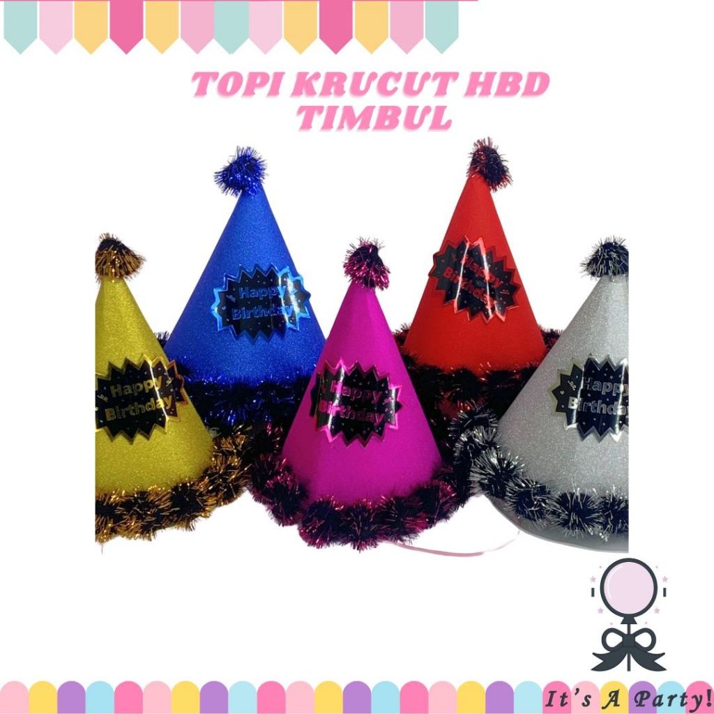 Jual Topi Ulang Tahun Kerucut Pompom/Topi Pesta/Birthday Party Hat ...