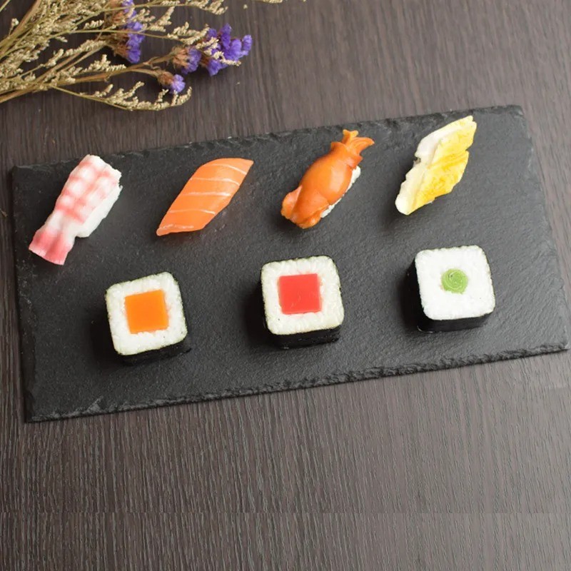 Jual Piring Batu Alami Natural Black Rock Slate Plate Sushi Steak ...