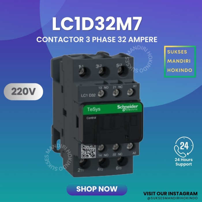 Jual Kontaktor 3P 32A 3 Phase 32 Ampere Schneider Lc1D32M7 Contactor Ori | Shopee Indonesia