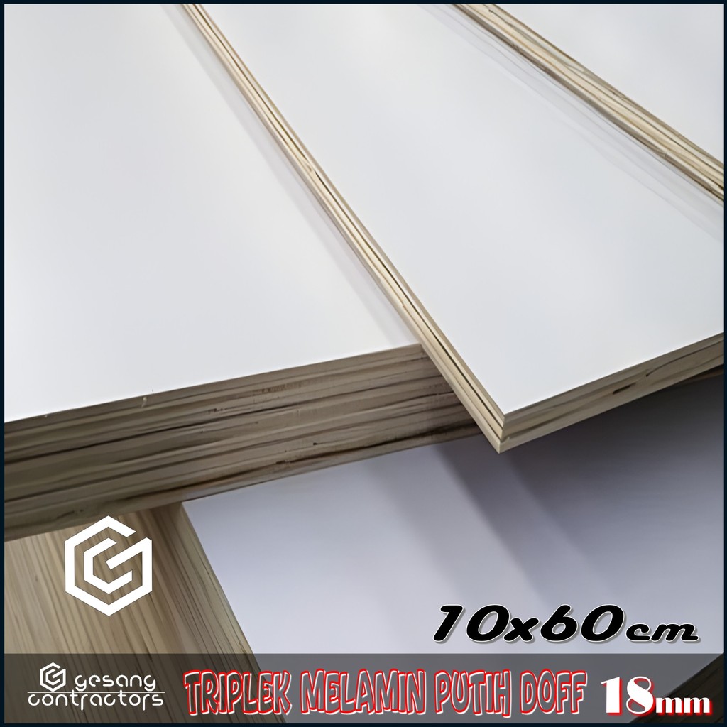Jual Triplek Melamin Putih 18mm 10x60 cm ( 60x10 cm ) Triplek Putih ...