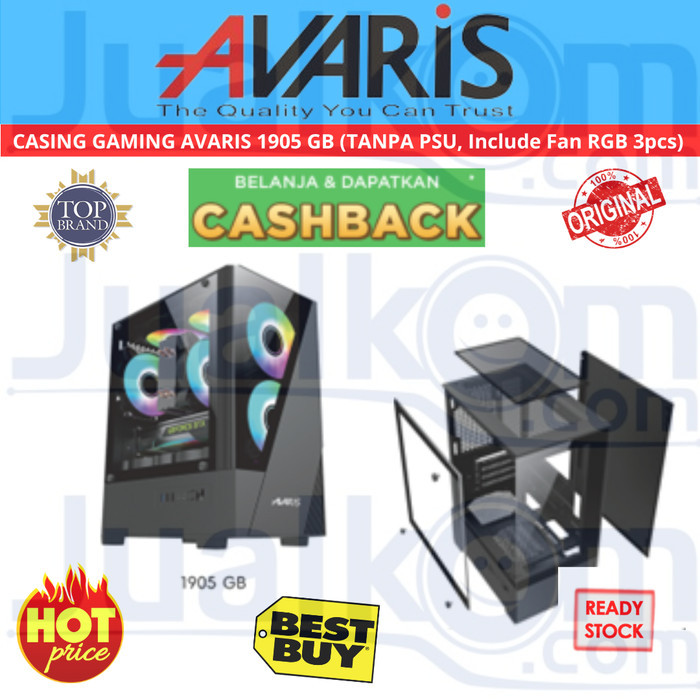 Jual TERBARU - Casing PC Gaming Case AVARIS Free 3 Fan RGB | Shopee ...