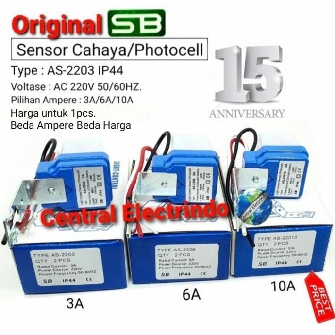 Jual Sensor Cahaya Photo Foto Cell Sb 3A/6A/10A (Model Selcon). Terbaik ...